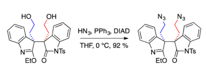 Solved HO OH HN3, PPh3, DIAD THF, 0 °C, 92 % NTS NTS EtO O | Chegg.com