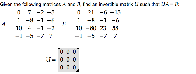 Solved Given the following matrices A and B, find an | Chegg.com Solved Given the following matrices A and B, find an | Chegg.com