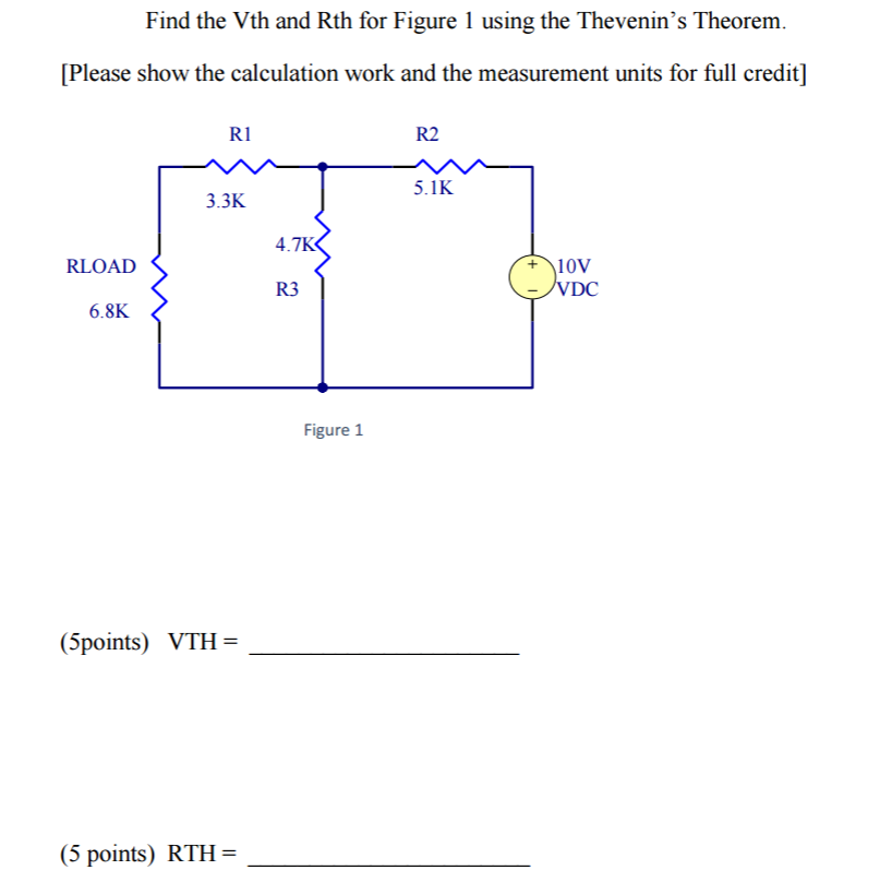 Solved Find the Vth and Rth for Figure 1 using the | Chegg.com
