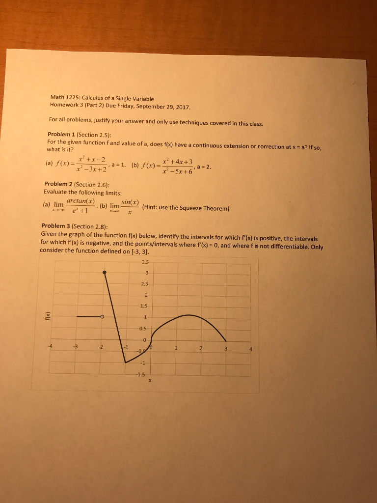 Solved Math 1225: Calculus of a Single Variable Homework 3 | Chegg.com