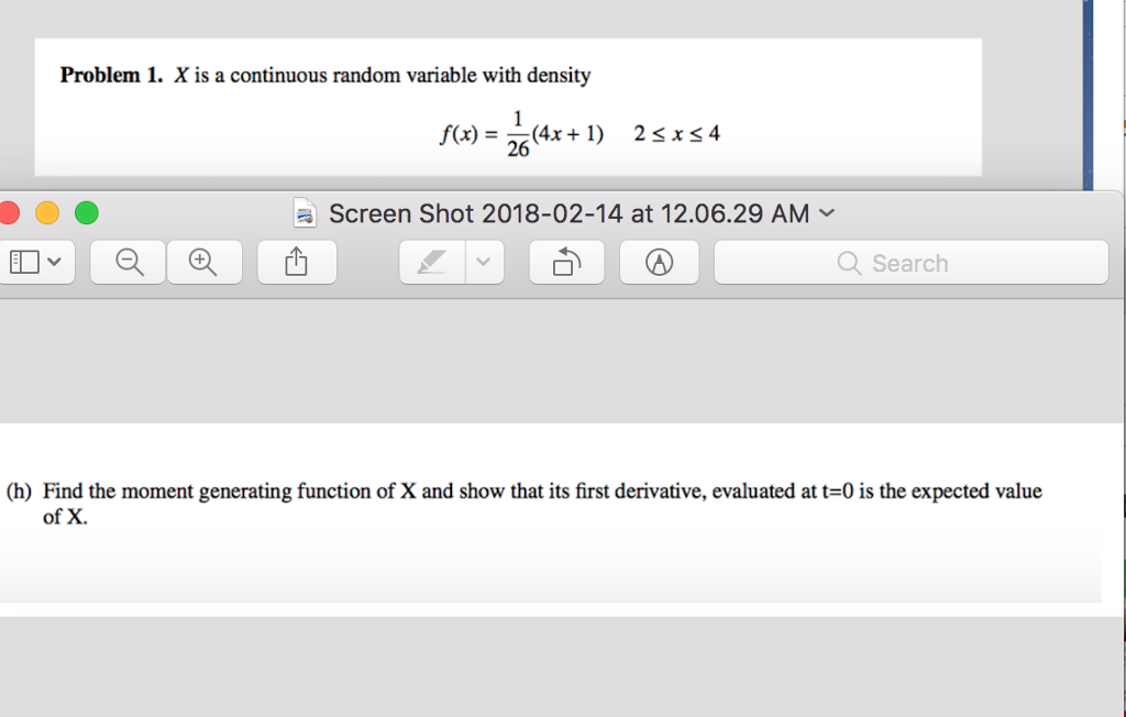 Solved Problem 1. X is a continuous random variable with | Chegg.com