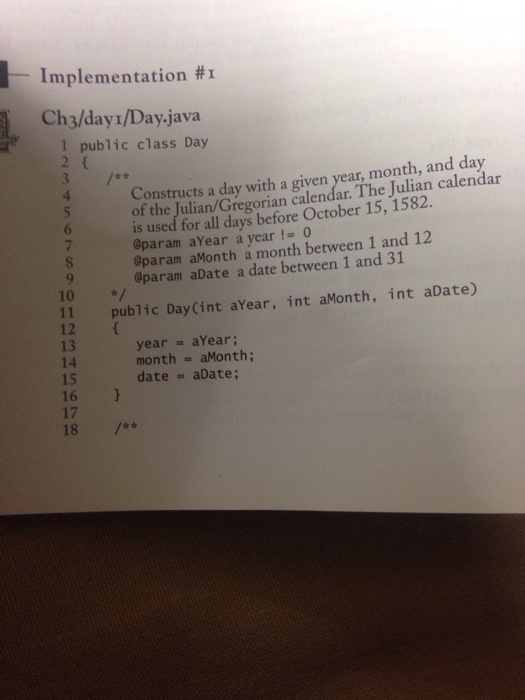 Solved Implementation #1 Chy/dayı/Day,java 3/dayI/Day.java 1 | Chegg.com