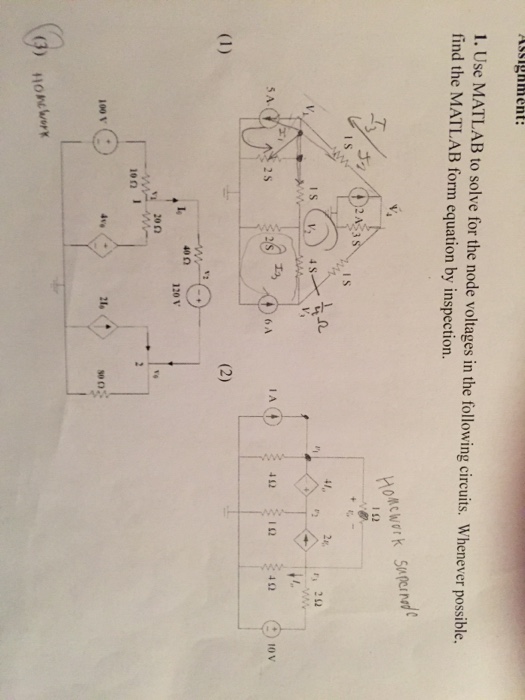 Solved Use Matlab To Solve For The Node Voltages In The 1865