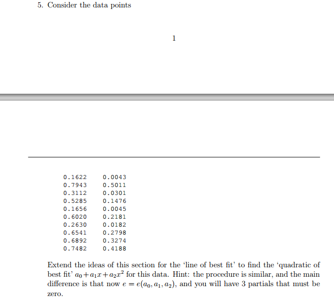 Solved 5. Consider the data points Extend the ideas of this | Chegg.com