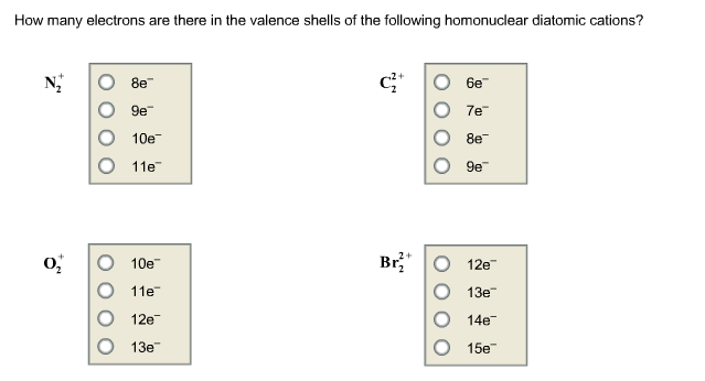 Solved How many electrons are there in the valence shells of | Chegg.com