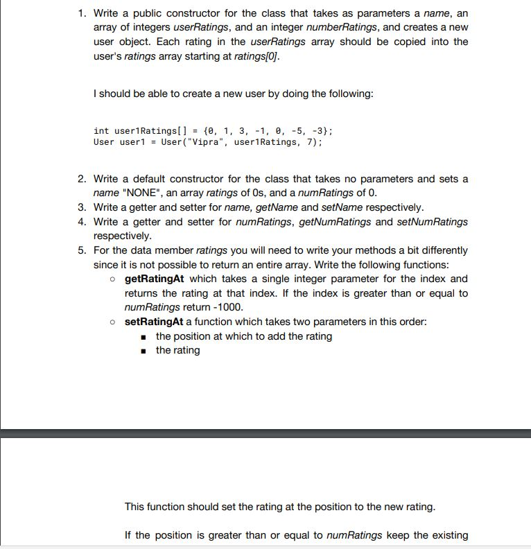 Solved Question 2-5 points l0 Write a class User that has | Chegg.com