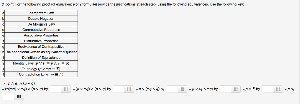 Solved (1 point) Complete the following truth table by | Chegg.com