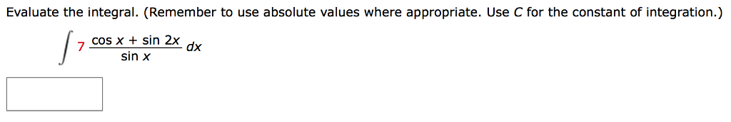 Solved Evaluate the integral. (Remember to use absolute | Chegg.com