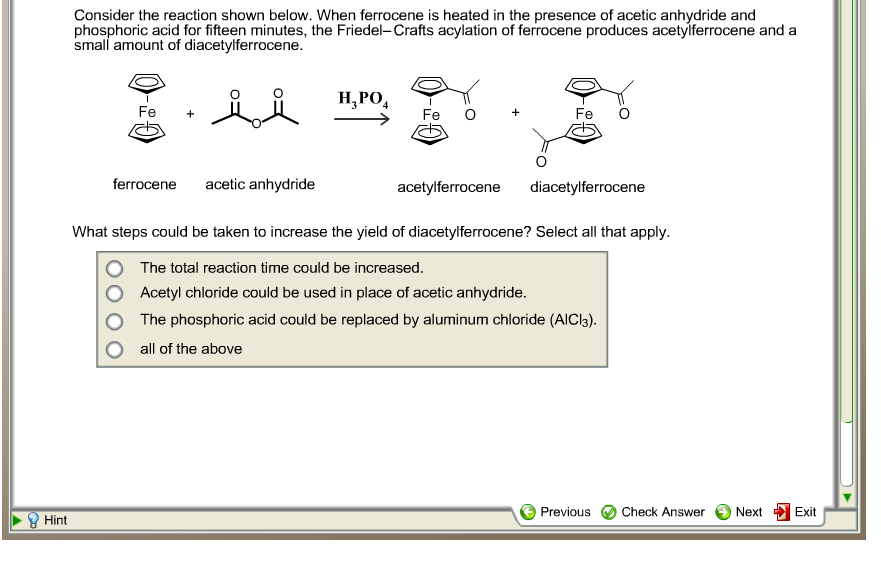 Solved Consider the reaction shown below. When ferrocene is | Chegg.com