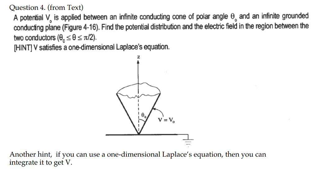 Solved Question 4. (from Text) A potential V. is applied | Chegg.com