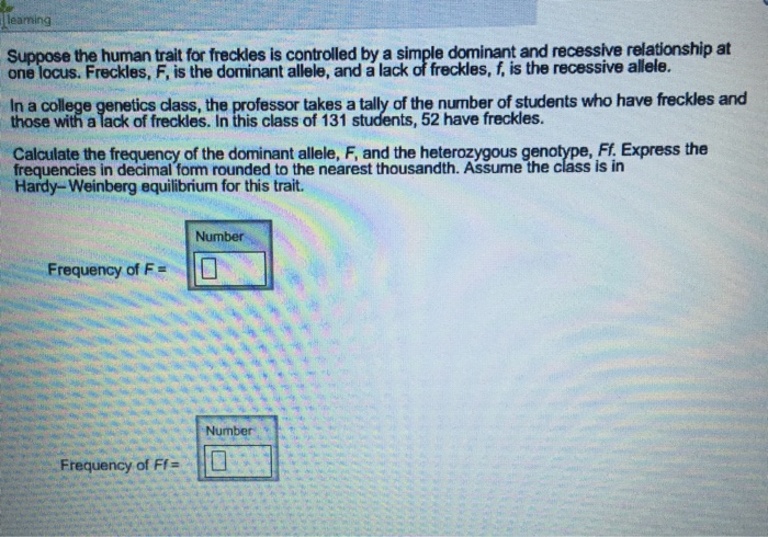 Solved Suppose the human trait for freckles is controlled by | Chegg.com