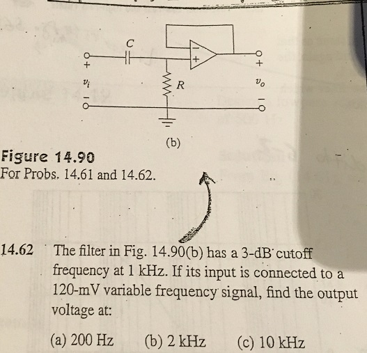 Solved The filter in Fig. 14.90(b) has a 3-dB' cutoff | Chegg.com