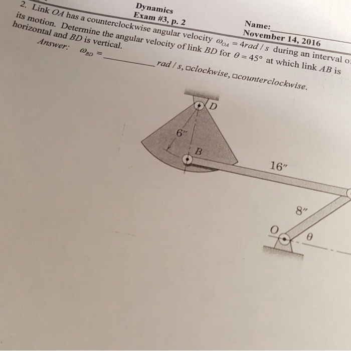 Solved Link OA has a counterclockwise angular velocity omega | Chegg.com