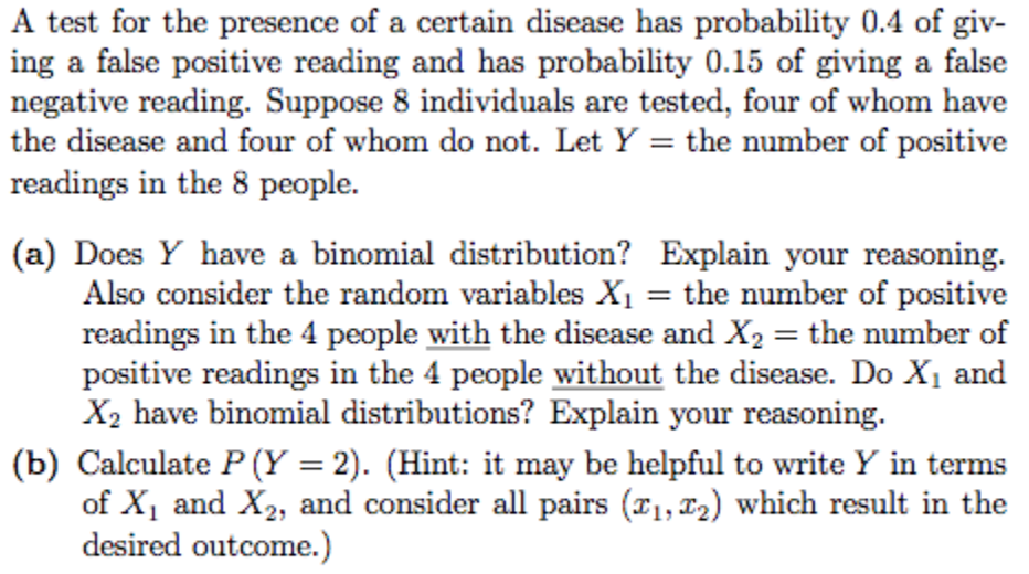 Solved A test for the presence of a certain disease has | Chegg.com