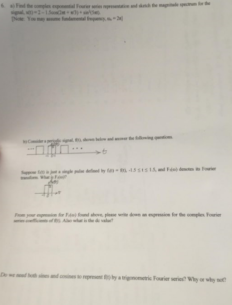 Find the complex exponential Fourier series | Chegg.com