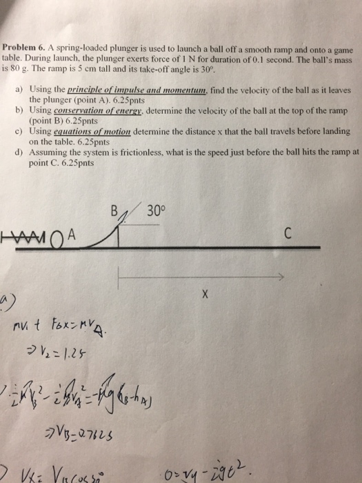 Solved A spring-loaded plunger is used to launch a ball off | Chegg.com