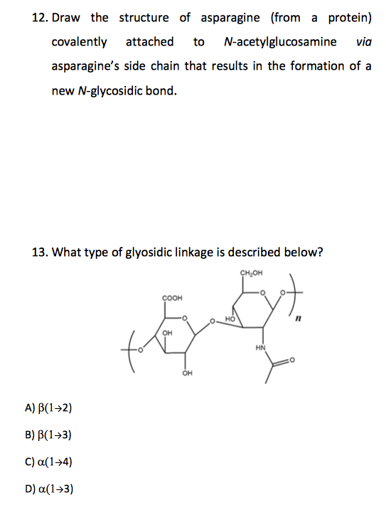 Solved 12 Draw The Structure Of Asparagine From A Protein