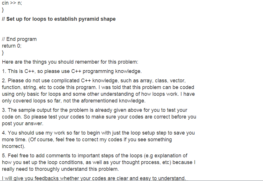 Solved cpp that reads a positive odd whole number n and | Chegg.com