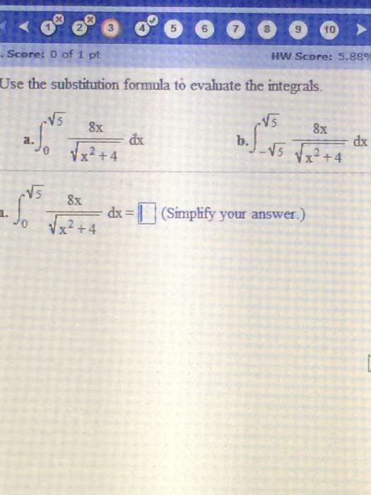 Use the substitution formula to evaluate the | Chegg.com