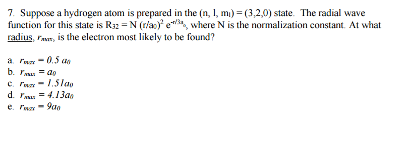 Solved Suppose a hydrogen atom is prepared in the (n, 1, | Chegg.com
