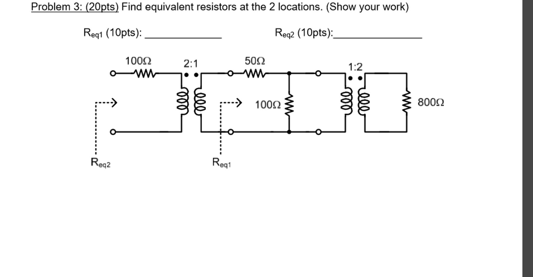 Solved Find equivalent resistors at the 2 locations. (Show | Chegg.com