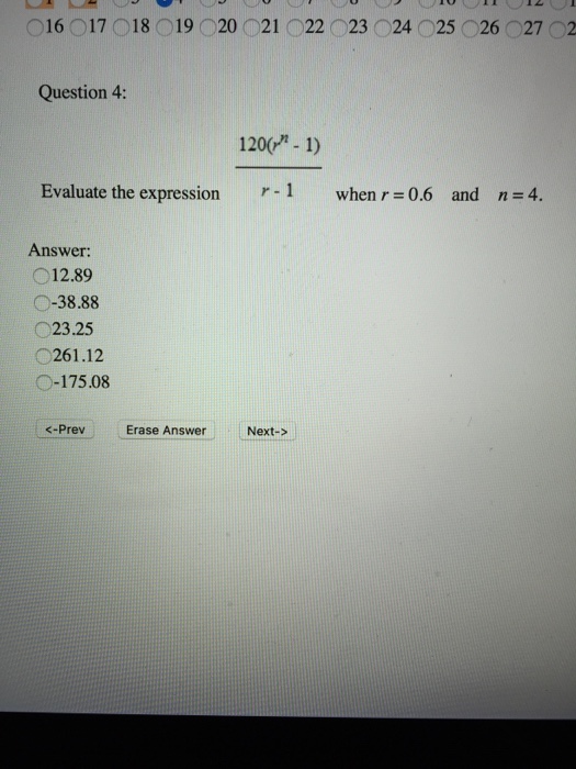 Solved Evaluate the expression 120(r^n - 1)/r - 1 when r = | Chegg.com