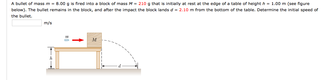 Solved A bullet of mass m = 8.00 g is fired into a block of | Chegg.com