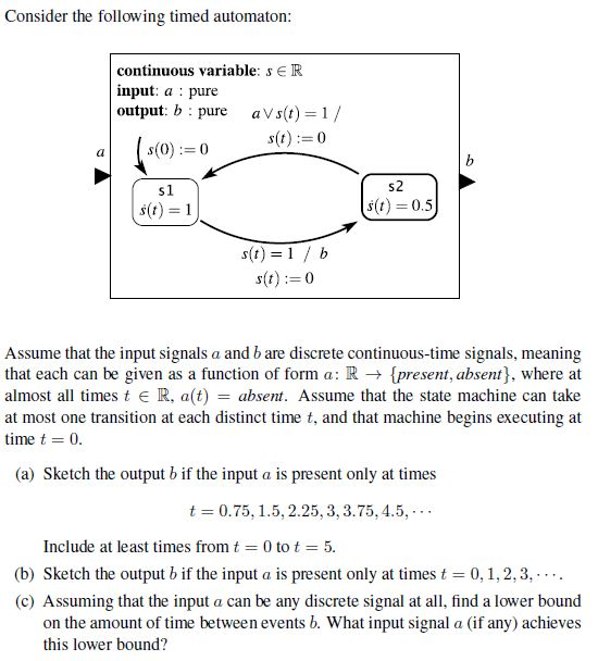 Solved Consider the following timed automaton: continuous | Chegg.com