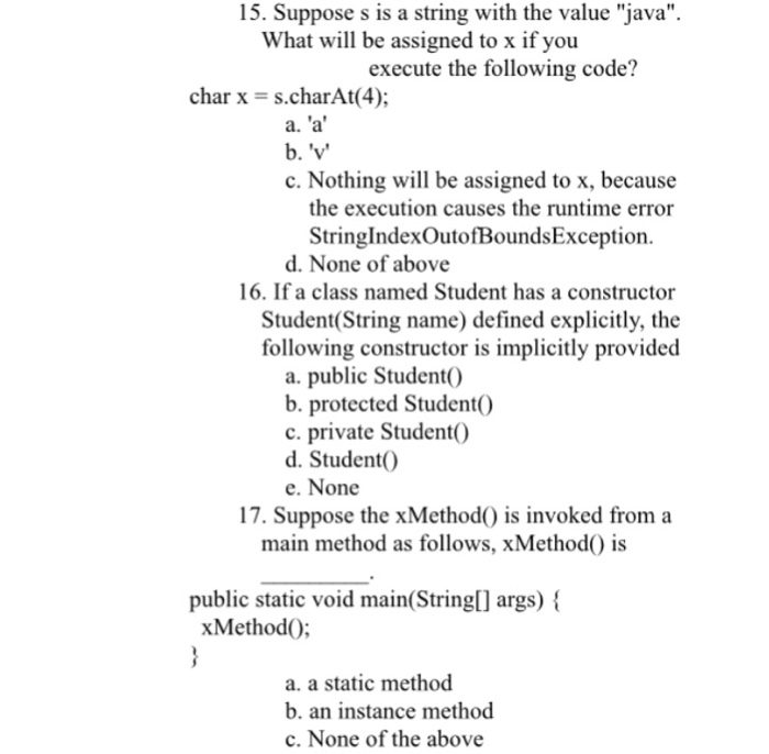 Solved 15 Suppose S Is A String With The Value Java What 