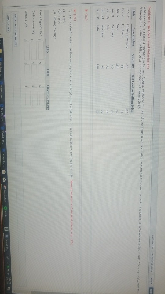 Solved Problem 6 8A (Part Level Submission) Wildhorse Co. is | Chegg.com