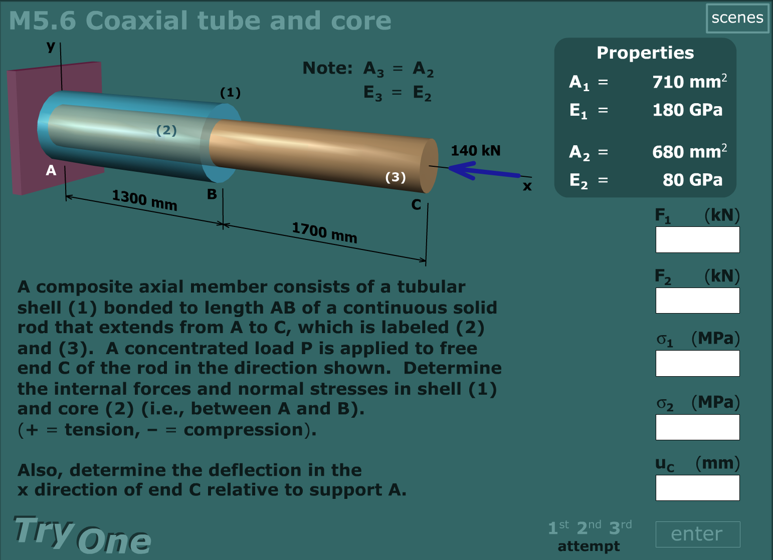 Solved A composite axial member consists of a tubular | Chegg.com