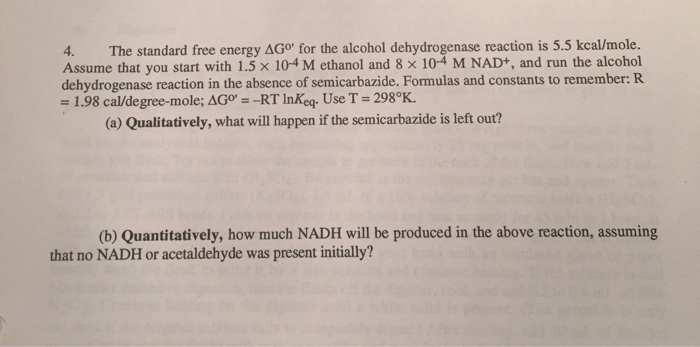 Solved The standard free energy Delta G degree' for the | Chegg.com