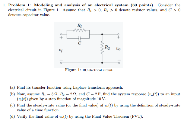 Solved Modeling and analysis of an electrical system | Chegg.com