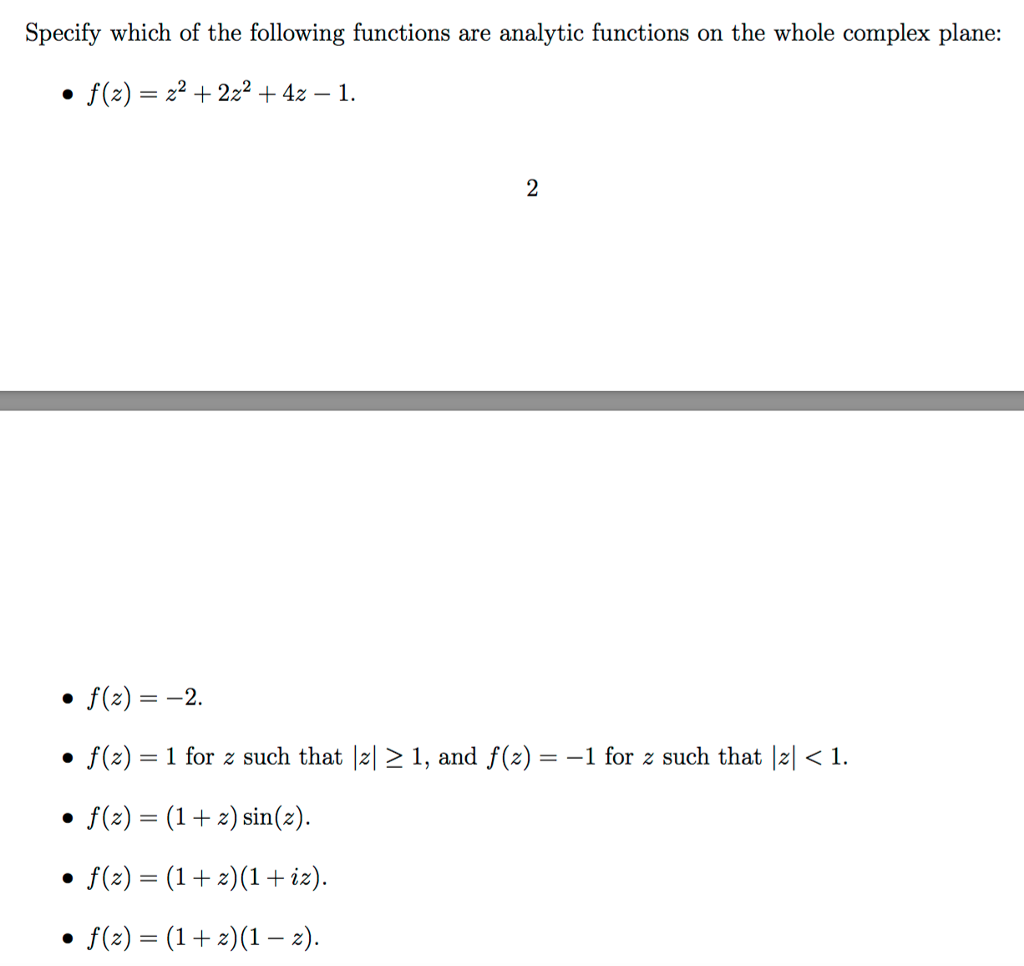 Solved Specify which of the following functions are analytic | Chegg.com