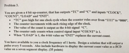 Solved You are given a 4 bit up-counter, that has outputs | Chegg.com