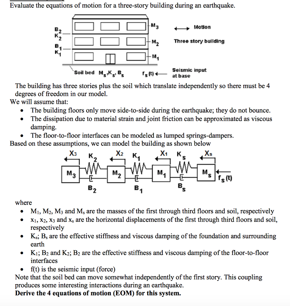 Solved Evaluate the equations of motion for a three-story | Chegg.com