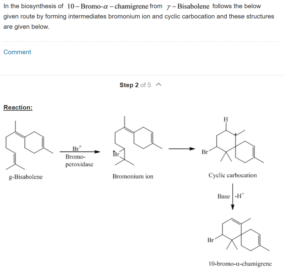 Solved In the biosynthesis of 10-Bromo-a-cham igrene from | Chegg.com