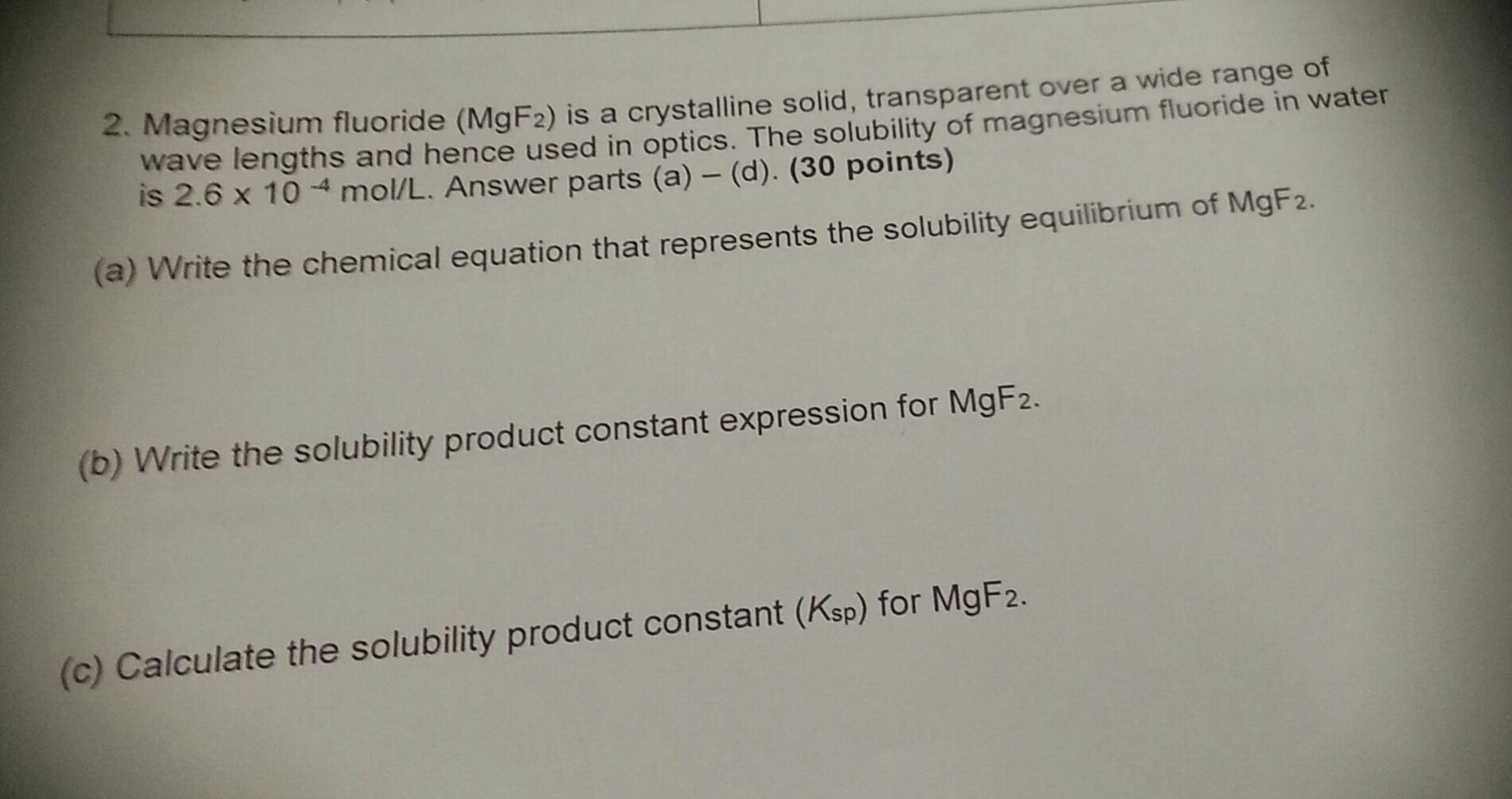 Solved 2. Magnesium fluoride (MgF2) is a crystalline solid, | Chegg.com