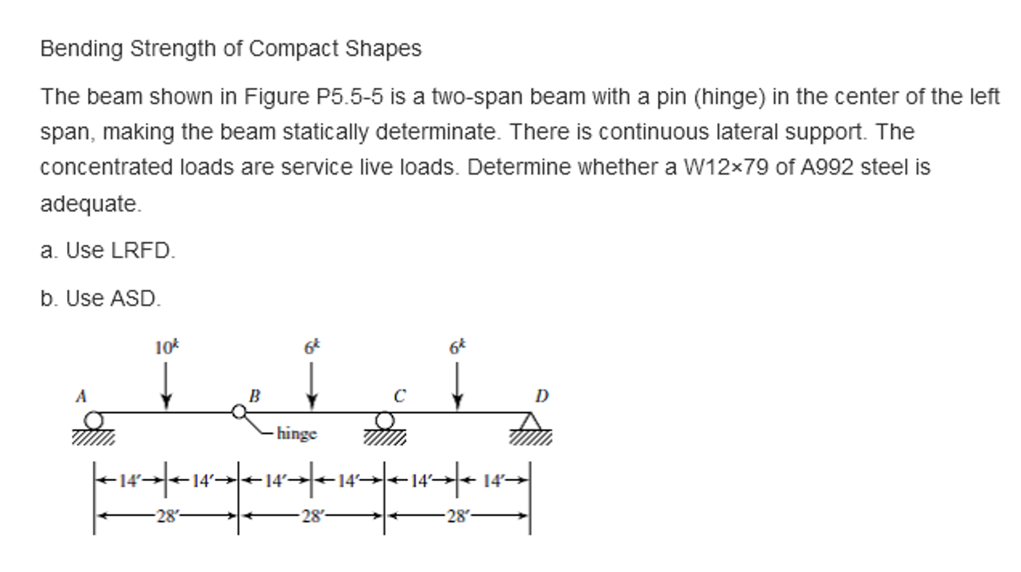 Bending Strength of Compact Shapes The beam shown in | Chegg.com