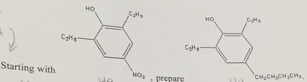 Solved Ho C H C2Hs HO C2H Starting with NO2 prepare | Chegg.com
