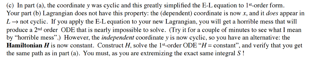 Solved Problem 1 Simple Euler-Lagrange (a) Find the path | Chegg.com