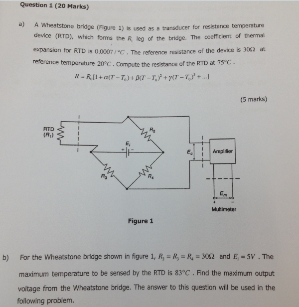 Solved Question 1 (20 Marks) a) a) A Wheatstone bridge(F A | Chegg.com