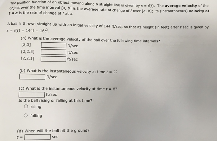 Solved The Position Function Of An Object Moving Along A