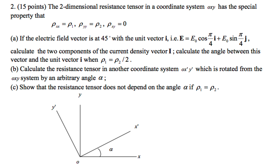 Solved The 2-dimensional resistance tensor in a coordinate | Chegg.com