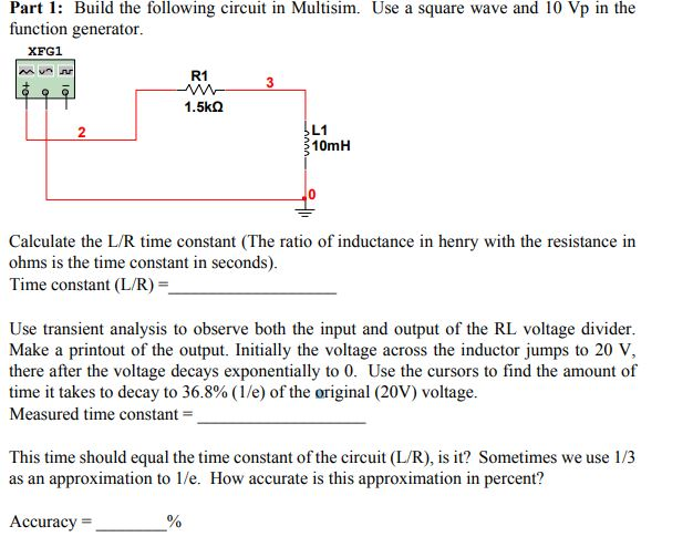 Solved Part 1: Build the following circuit in Multisim. Use | Chegg.com