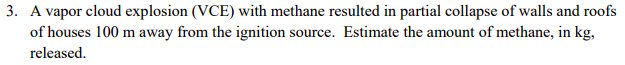 Solved . A vapor cloud explosion (VCE) with methane resulted | Chegg.com