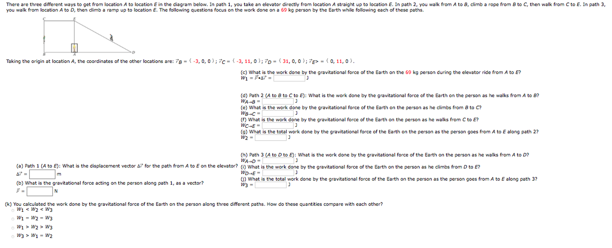 Solved There are three different ways to get from location A | Chegg.com