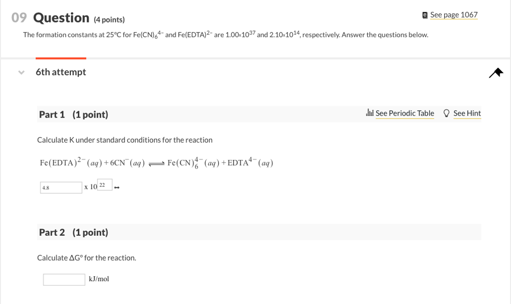 Solved 09 Question (4points) See page 1067 The formation | Chegg.com
