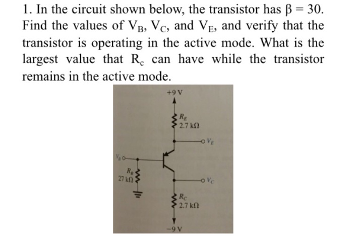 Solved In the circuit shown below, the transistor has beta = | Chegg.com