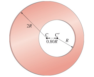 Solved A uniform circular plate of radius 2R has a circular | Chegg.com